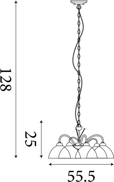 Searchlight 1135-5AB Závěsný pětiramenný lustr MILANESE patina, alabastrové sklo