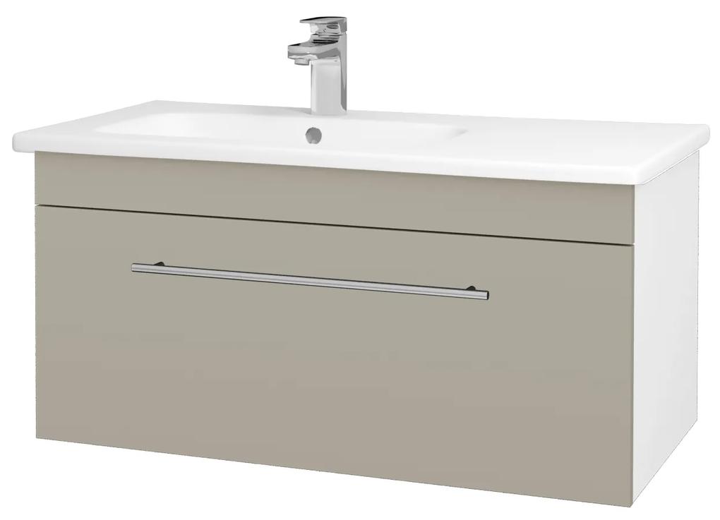 Dřevojas Koupelnová skříň ASTON SZZ 90 Varianta: N01 Bílá lesk / Úchytka T05 / D16 Beton tmavý
