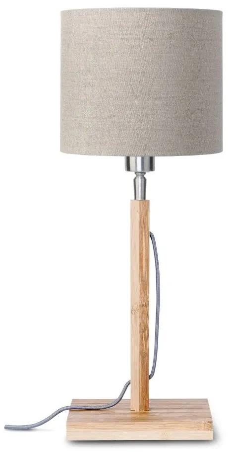 Stolní lampa s béžovým stínidlem a konstrukcí z bambusu Good&amp;Mojo Fuji