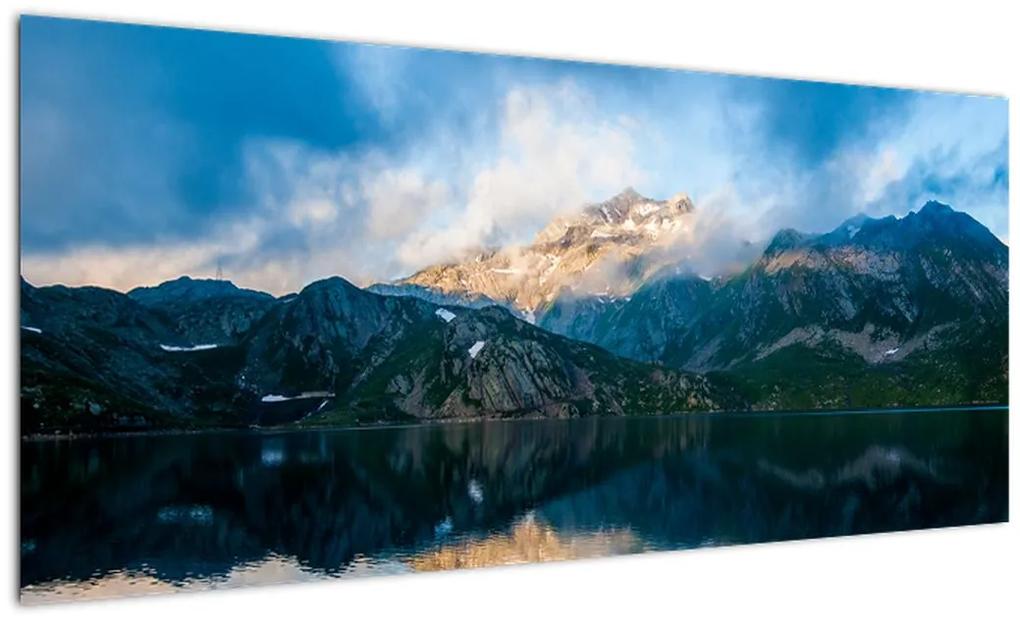 Obraz - jezero s horami (100x40cm)