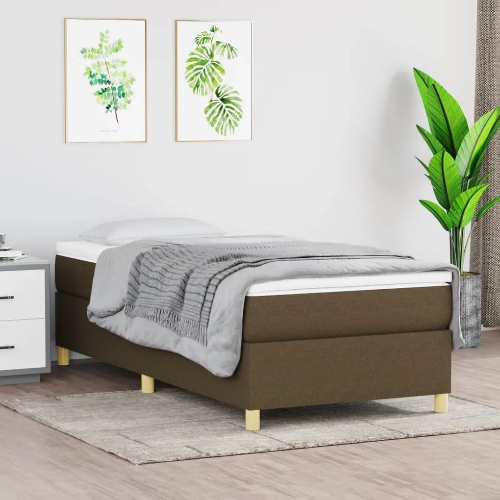Rám postele s boxspringem tmavě hnědá 80 x 200 cm textil 3120916