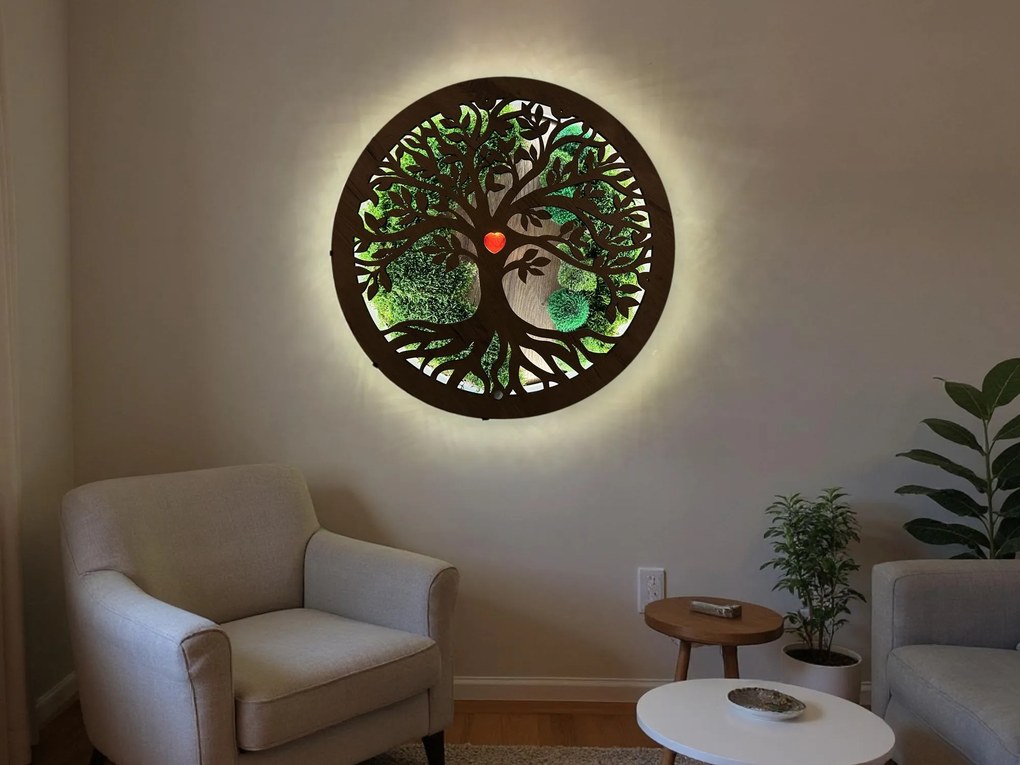 Li-Go "Mechový strom života" svítidlo s powerbankou a pohybovým čidlem 50 cm/dub