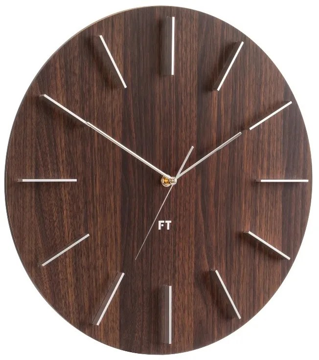 Designové nástěnné hodiny Future Time FT2010WE Round dark natural brown 40cm