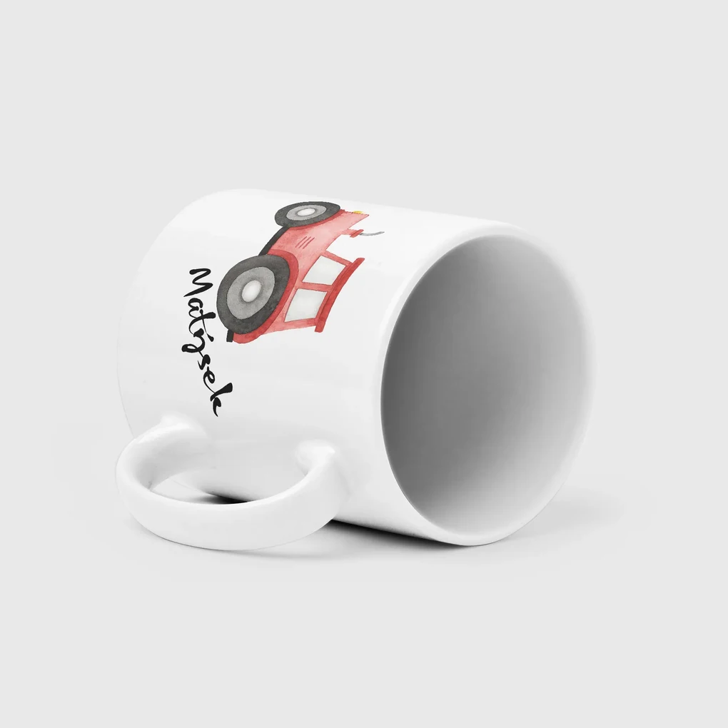 Domovi Bílý keramický hrníček s vlastním jménem Traktor červený 330ml ...