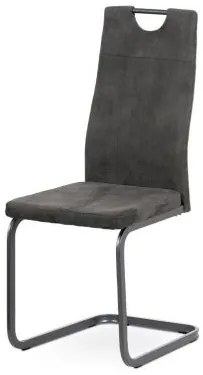 Jídelní židle, šedá látka, šedý kov mat