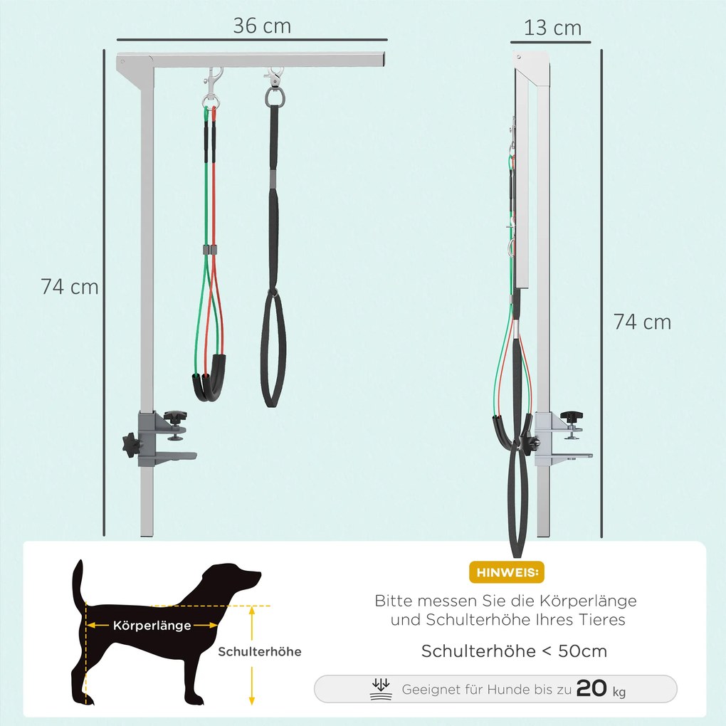 PawHut Pet Grooming Arm Skládací pečovatelské rameno se svorkou, nastavitelné pečovatelské rameno pro psy s držákem na hrb, pro střední psy| Aosom
