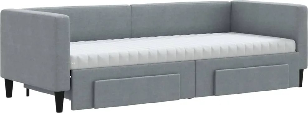 Válenda s přistýlkou a zásuvkami světle šedá 80 x 200 cm textil 3196627