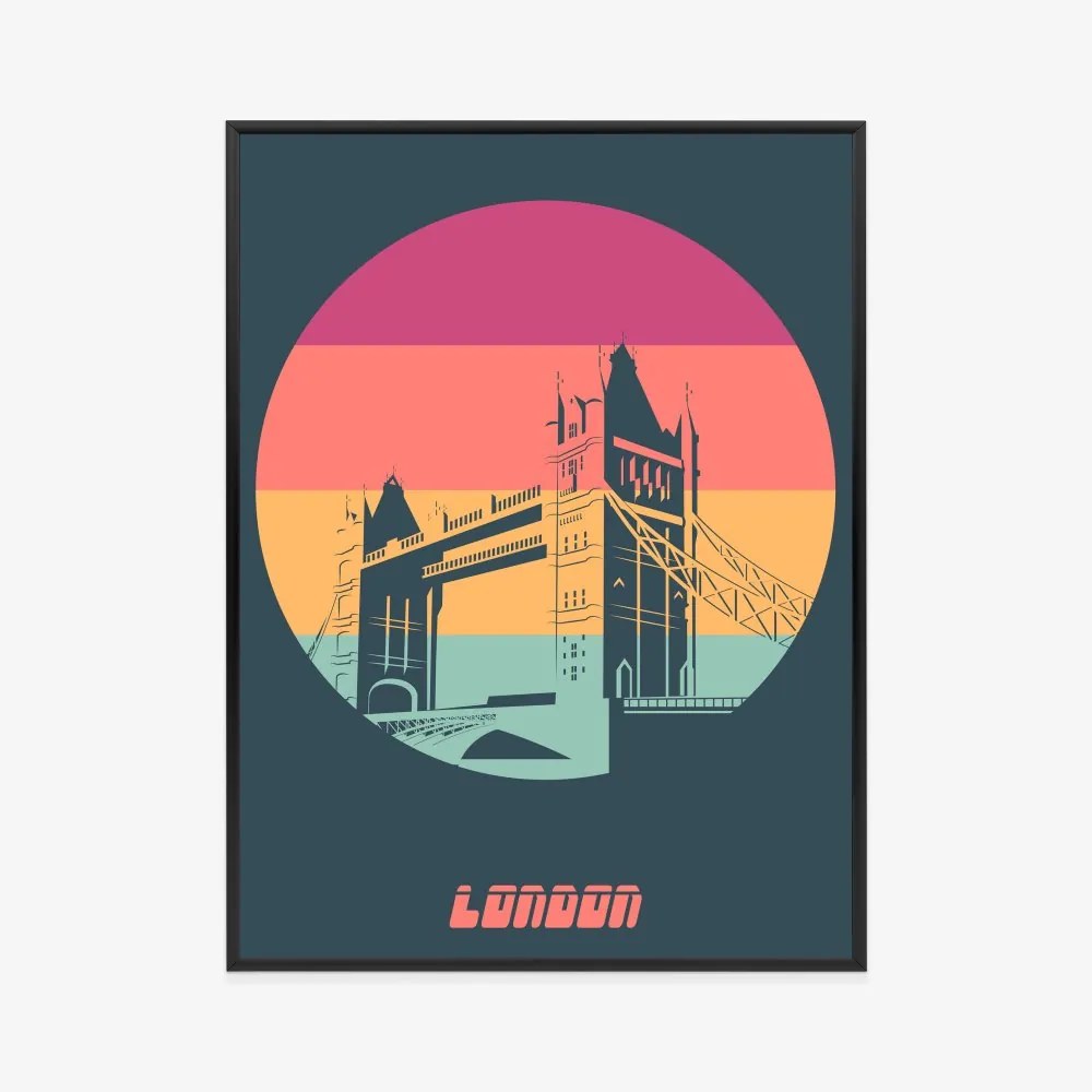 Plakát Vintage Tower Bridge Rám Hliník Barva Černá Černá Hliník Plakátový papír 60x80