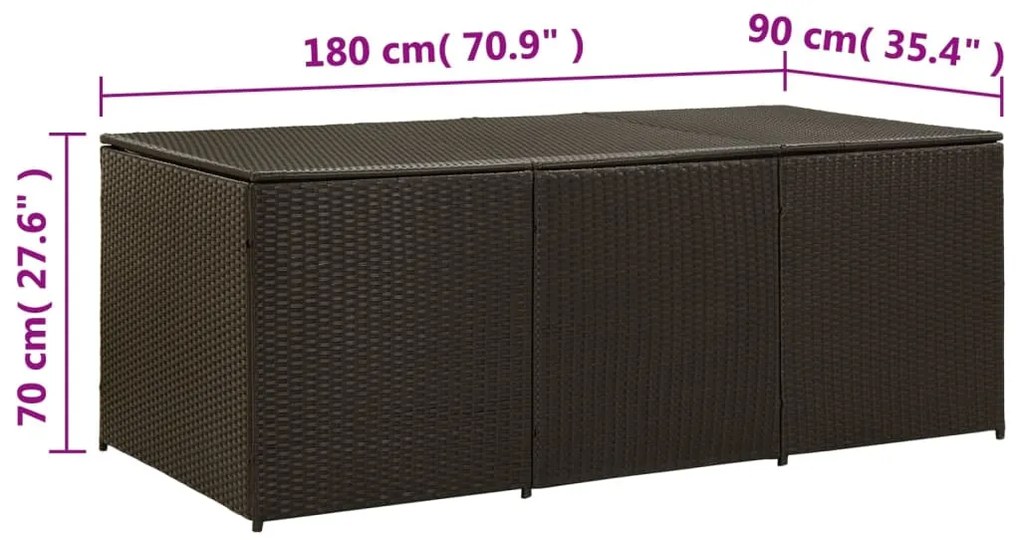 vidaXL Marketos Zahradní úložný box polyratan 180 x 90 x 70 cm hnědý