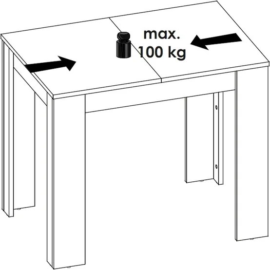Jídelní stůl Eva, 90x60 cm, dub sonoma, rozkládací