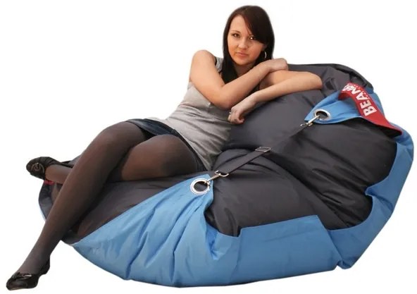 Beanbag Sedací vak 189x140 duo dark gray - cyan