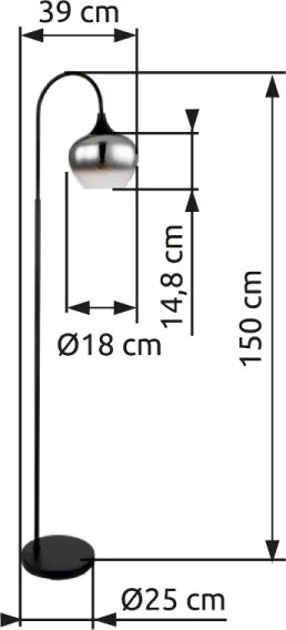 Globo 15548S - Stojací lampa MAXY 1xE27/40W/230V černá/kouřová