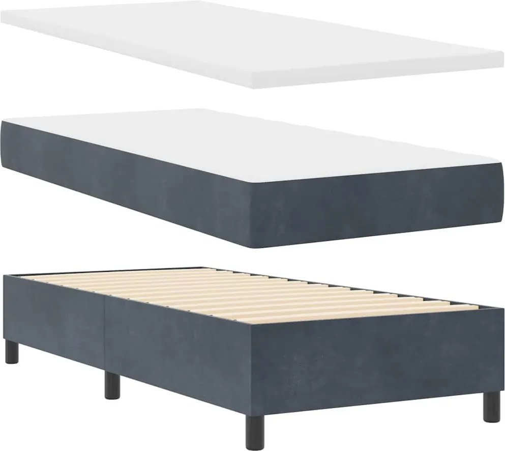 Postel s boxspringem s čelo Tmavě šedá 200 x 80 cm samet 3340899