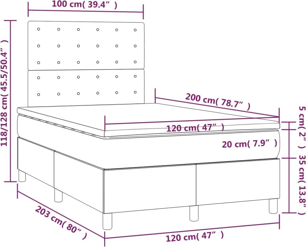 Box spring postel s matrací černá 120 x 200 cm samet 3143255