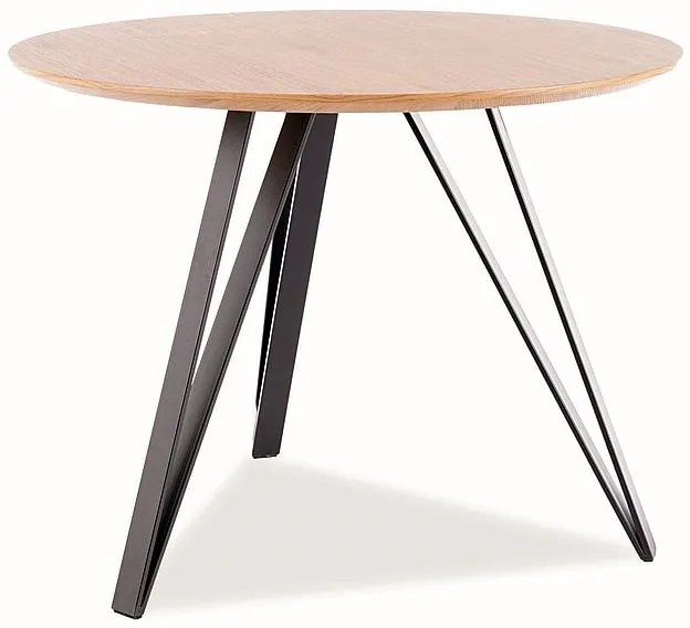 Jídelní stůl Tetis, průměr 100 cm, dub / černá
