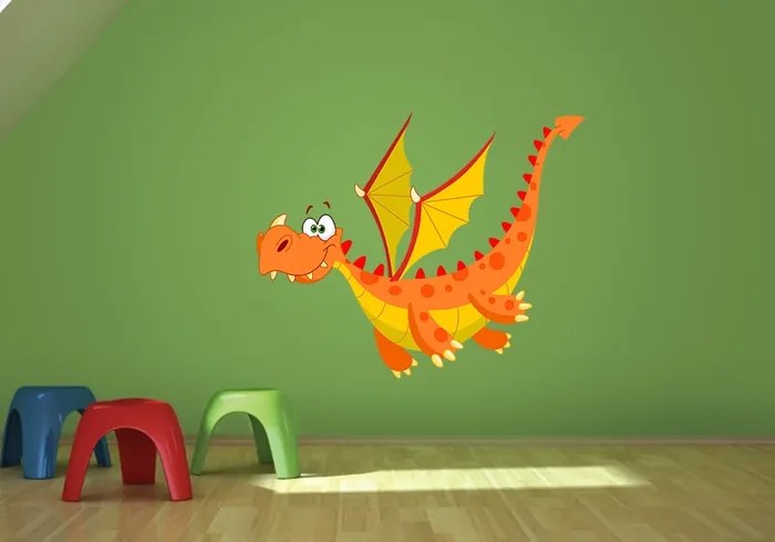 IMPAR Samolepka na zeď Oranžový drak (Velikost: 100 x 82 cm)