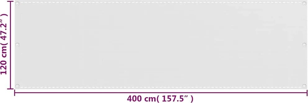 Balkonová zástěna bílá 120 x 400 cm HDPE 310869