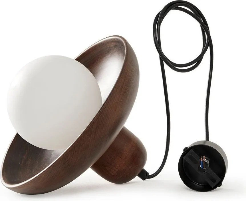 Hnědé závěsné svítidlo s dřevěným stínidlem ø 25 cm Elsa – Opviq lights