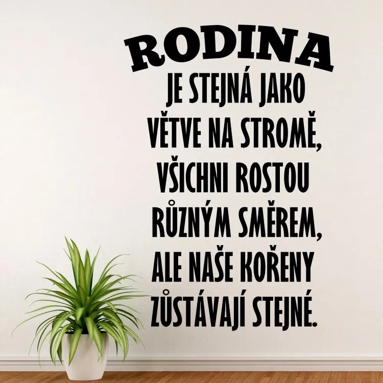 Rodina je jako strom - vinylová samolepka na zeď 100x68cm