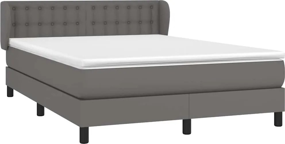 Box spring postel s matrací šedá 140x200 cm umělá kůže 3127317