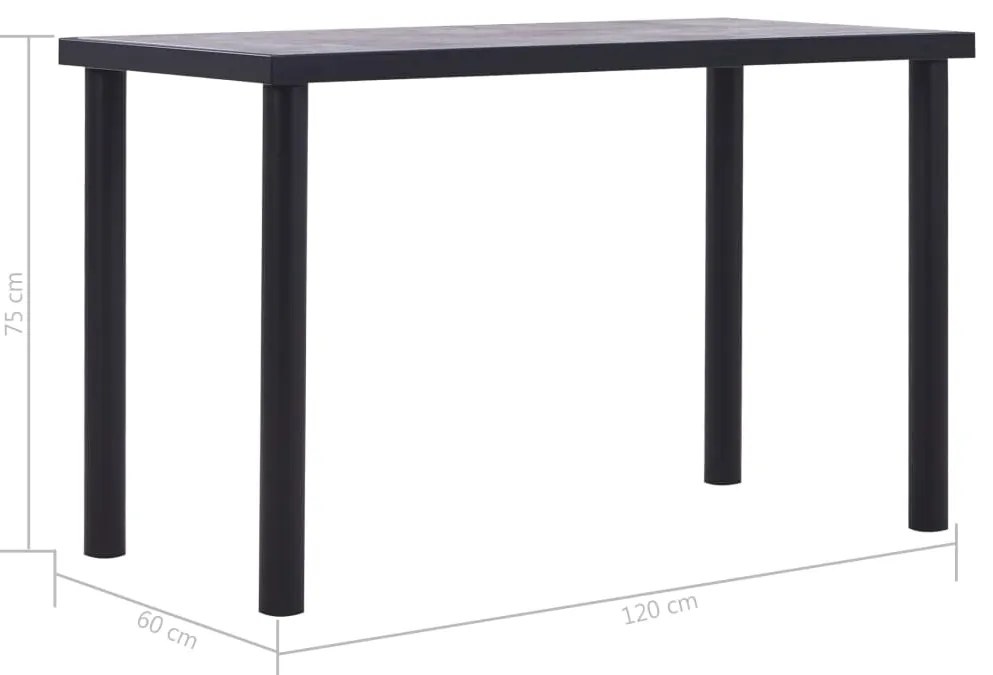 vidaXL Marketos Jídelní stůl černý a betonově šedý 120 x 60 x 75 cm MDF