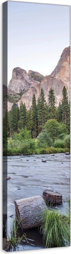 Obraz 45x145 Horská krajina řeka údolí příroda klid zeleň skály