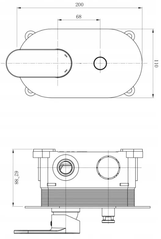 Cersanit Crea, vanová - sprchová podomítková baterie + BOX, černá, S951-322