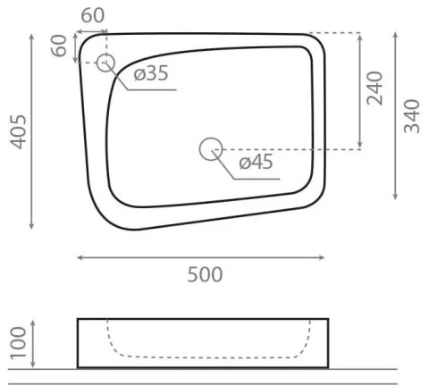 Bathco 4001 - Umyvadlo na desku ARAGON 50x40,5 cm porcelán/bílá