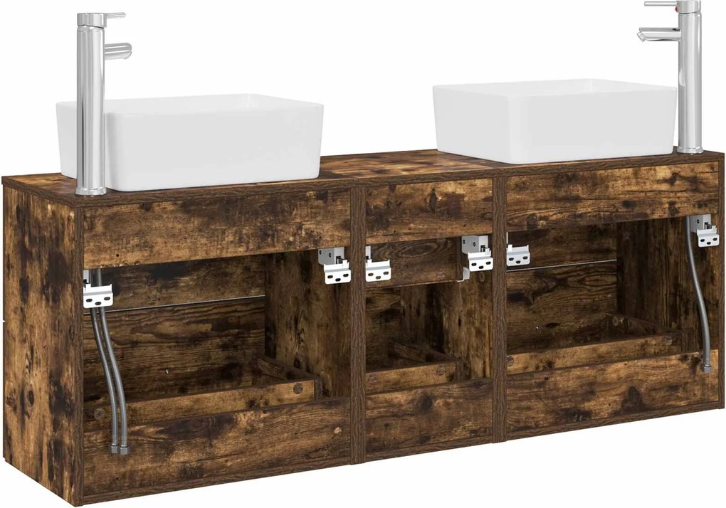 Sada koupelnových skříněk 3 ks Kouřový dub 53 x 34,5 x 63 cm 3405863