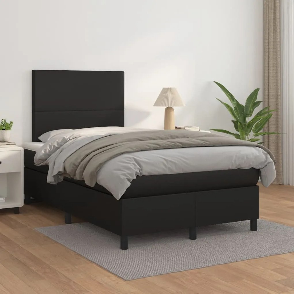 Box spring postel s matrací černá 120x190 cm umělá kůže 3269965
