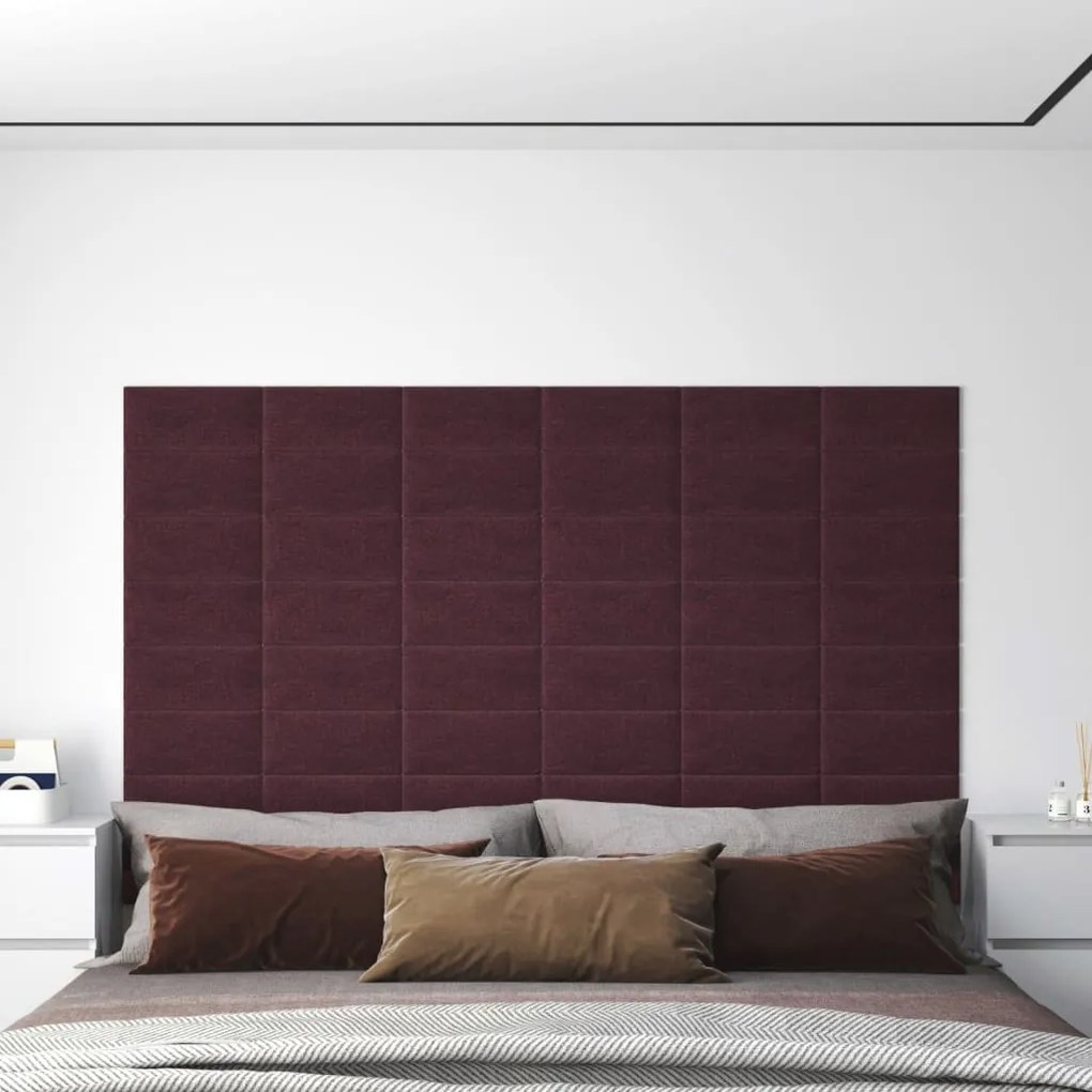 Nástěnné panely 12 ks fialové 30 x 15 cm textil 0,54 m² - Default Title