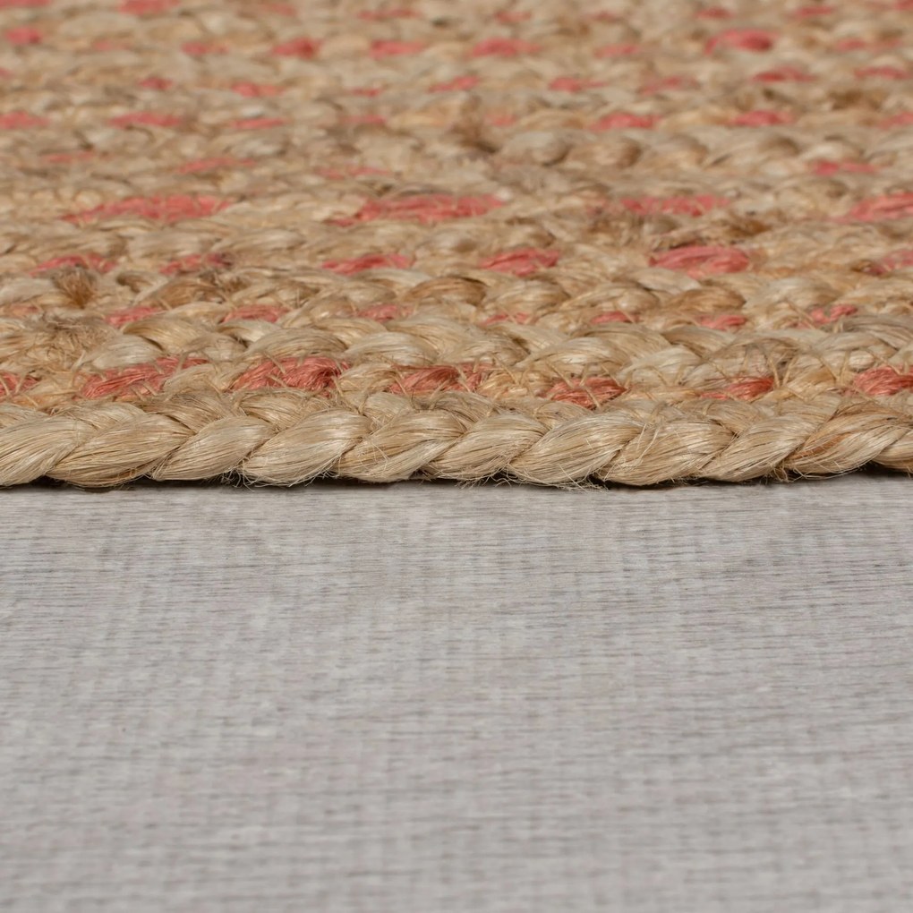 Flair Rugs, Kusový koberec Capri Jute Natural/Coral kruh, 180x180 (průměr) kruh, béžová, chodba / předsíň