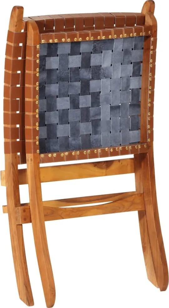 vidaXL Skládací relaxační židle pravá kůže [356376] Barva: Hnědá