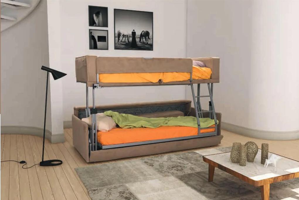 KANAPE Rozkládací patrová postel Roma Provedení: 2 místná maxi rozkládací, Vzorník látek: tekno fibra 11 brown