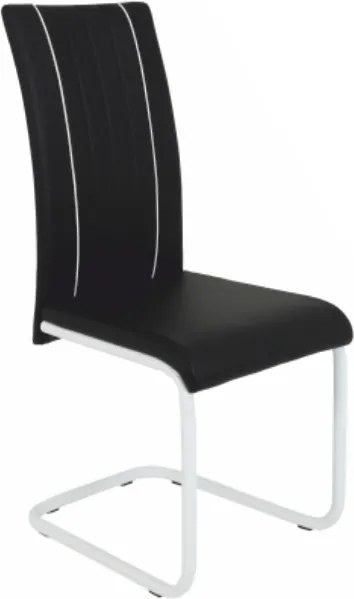 Jídelní židle v černé barvě na chromových nohách s prošíváním TK2032