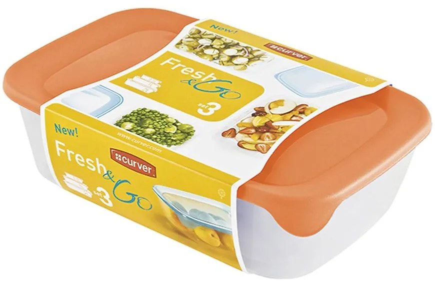 Sada 3 boxů na potraviny obdelník Fresh&go mix