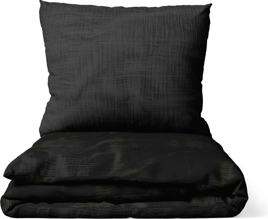 Mušelínové prodloužené povlečení Black Velikost: 140 x 220 + 70 x 90