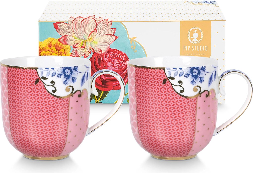 Pip Studio Royal Multi sada 2 ks hrnků 230ml, růžová (Sada hrnků v dárkovém balení)