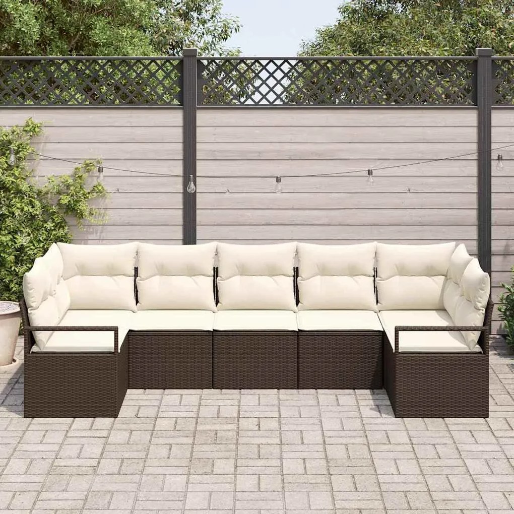 Set pohovek 7 ks Hnědá polyratan 3346528