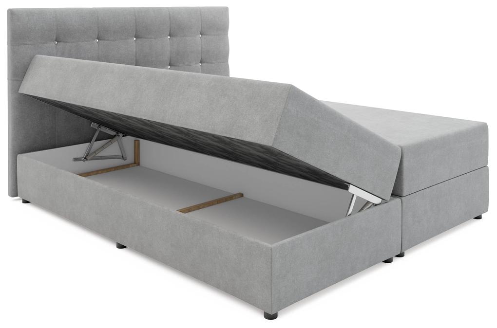 Kontinentální postel 180 cm Karen (šedá) (s matrací a úložným prostorem). 1046610