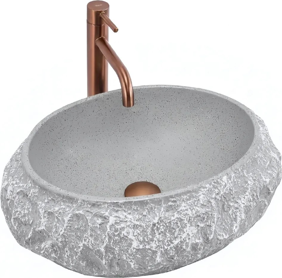 Rea Mika Gabro, umyvadlo na desku 480x380x155 mm, imitace kamene-šedá, REA-U0633