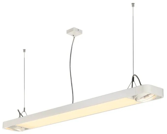 AIXLIGHT R2 OFFICE LED LONG, závěsné svítidlo, bílé, LED + 2xQPAR111, max. 75 W, 153 cm - BIG WHITE