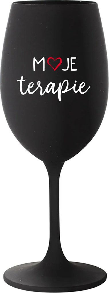 MOJE TERAPIE - černá sklenice na víno 350 ml