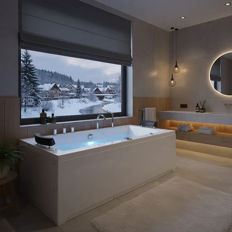 BPS-koupelny Hydromasážní vana RAMONA 640H 180x90 s ohřevem vody