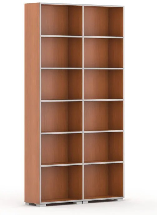Knihovna SILVER LINE, 2 sloupce, 2230 x 1200 x 400 mm, třešeň