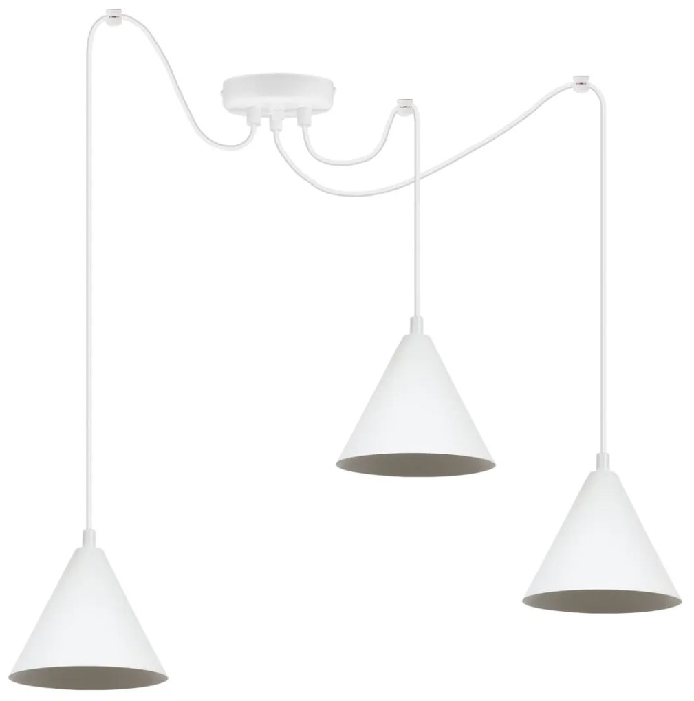 Závěsné svítidlo Soho Spider, 3x bílé kovové stínítko, (fi 14cm)