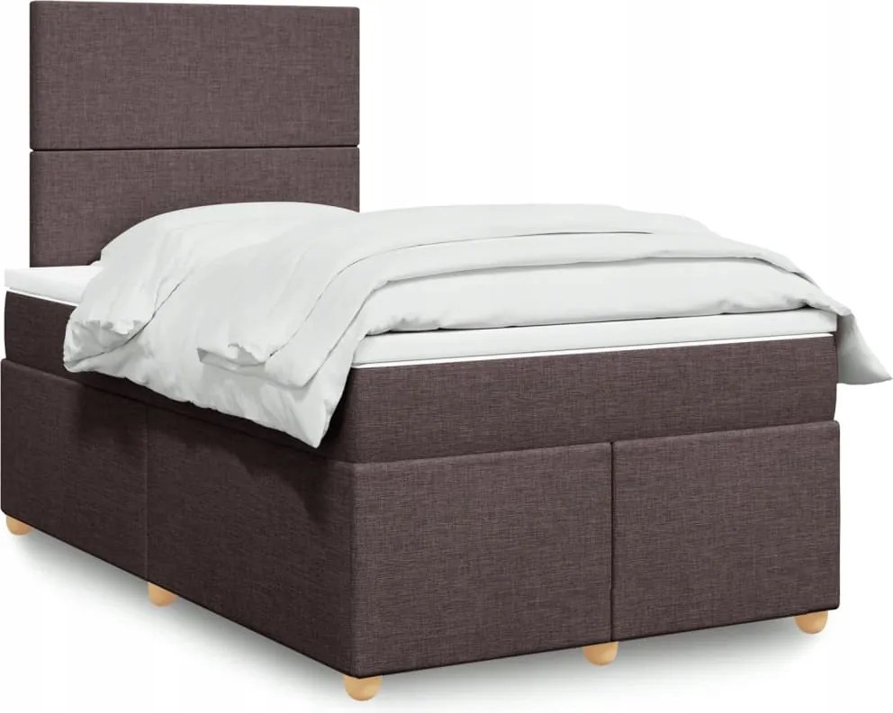 Box Spring Postel S Matrací Textil Tmavě Hnědá Hladký design 120 x 200 cm