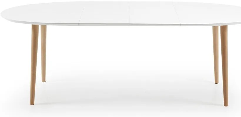 Bílý rozkládací jídelní stůl s bílou deskou 90x140 cm Oqui – Kave Home