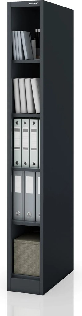 Úzký kovový archivační regál na dokumenty antracitový, 250x1850x600 mm: TIM