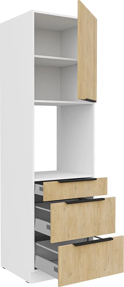 CREMONA bc | vysoká skříňka 60 DPS-210 3S1F na vestavnou troubu | PREMIUM BOX | 60 cm | bílá/cremona